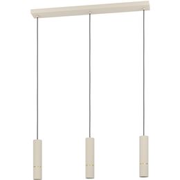 Eglo Hängeleuchte "CAMINIA Pendellampe - Stahl - GU10 - 3X4,7W - IP20", sandfarben, messing, gebürstet, 3, H: 110cm, 1 Stk., Leuchten, Hängelampe, Deckenlampe, Wohnzimmer, Esszimmer, L77 x B9 x H110 cm, Hängeleuchte
