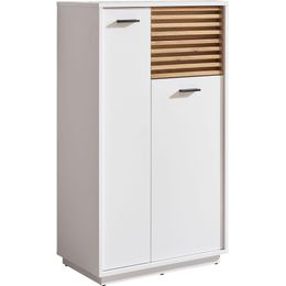 Midischrank, B:60cm H:106cm T:35cmwei&szlig;, evoke eichefarben, BASIC BY BALCULINA, FSC-zertifizierter Holzwerkstoff, Badezimmer, Schr&auml;nke, "Liguria B/H/T