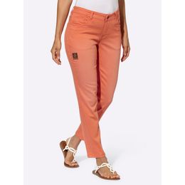 Bequeme Jeans Casual Looks, Damen, Gr. 50, Normalgr&ouml;&szlig;en, orange (papaya), 81% Baumwolle, 17% Polyester, 2% Elasthan, unifarben, lang, Jeans