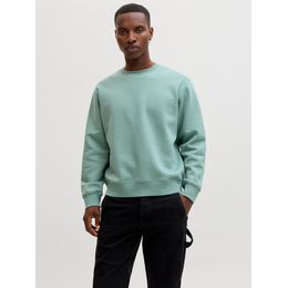 Jack & Jones Sweatshirt JACK & JONES "JJESTAR BASIC SWEAT CREW NECK NOOS", Herren, Gr. L, mineral blau, angeraute Sweatware, Obermaterial: 70% Baumwolle, 30% Polyester, unifarben, relaxed fit taillenbedeckt, Rundhals, Rippb&uuml;ndchen, Sweatshirts Sweatshirt, mit Rundhalsausschnitt