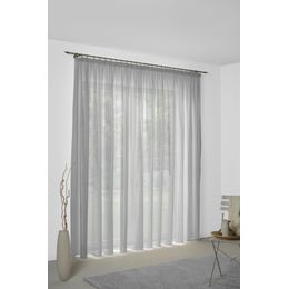 Vorhang WIRTH "Sunday" Gr. 1, grau (hellgrau), B:141cm H:145cm, Jacquard, Baumwolle, Polyester, Gardinen, nach Ma&szlig;