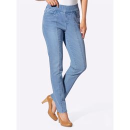 Bequeme Jeans Casual Looks, Damen, Gr. 25, Kurzgr&ouml;&szlig;en, blau, bleached, 98% Baumwolle, 2% Elasthan, unifarben, lang, Jeans