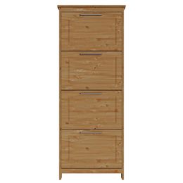 Schuhkipper Home Affaire "Lukas, Schuhkommode, schmal, Schuhregal, Schuhorganizer", beige (natur), B:60cm H:154cm T:19cm, FSC-zertifiziertes Massivholz, Sideboards, aus massiver Kiefer, dekorative Fräsungen, Breite 60 cm