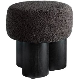 Sitzhocker Salesfever "mit Teddyfell-Sitzfl&auml;che &ndash; Gro&szlig;er Pl&uuml;sch-Pouf", grau (schwarz, grau), B:50cm H:49cm T:50cm, MDF, Eschenholzfurnier, Teddyfell (100% Polyester), Hocker, Sitzhocker, Weicher Design-Hocker f&uuml;r Wohnzimmer & Schlafzimmer