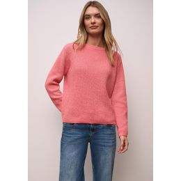Street One Damen Strickpulloverstriking coral, Gr. 36, unifarben, Strick, Obermaterial: 72% Polyester, 28% Baumwolle, Pullover, Chenille Pullover mit