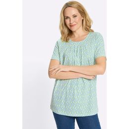 Longshirt Classic Basics "Longshirt", Damen, Gr. 42, himmelblau, reseda, bedruckt, 100% Baumwolle, gemustert, mehrfarbig, Rundhals, Shirts Longshirt