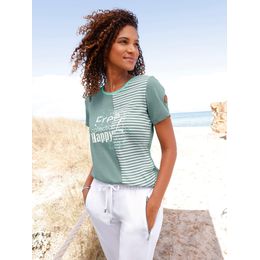 Rundhalsshirt Casual Looks "Rundhals-Shirt", Damen, Gr. 42, jade, blaugr&uuml;n, bedruckt, 50% Baumwolle, 50% Modal, bedruckt, gemustert, gestreift, mehrfarbig, Rundhals, Shirts Rundhalsshirt