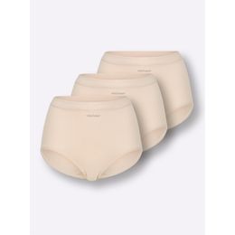 Taillenslip, Damen, Gr. 42, 3 Stk., elfenbein, 95% Baumwolle, 5% Elasthan, Unterhosen Taillenslip