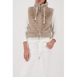 Fellimitatweste monari "Weste fake fur", Damen, Gr. 42, beige, Pl&uuml;sch, Obermaterial: 100% Polyester. Futter: 100% Polyester, unifarben, regular fit taillenlang, Rundhals, Westen, Regular fit mit Stehkragen