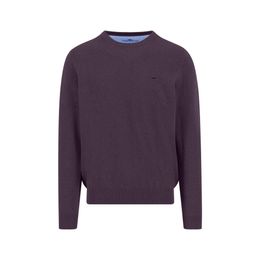 Fynch-Hatton Herren Rundhalspulloveraubergine, Gr. XL, unifarben, Strick, Obermaterial: 100% Baumwolle, Pullover, mit Logo Stickerei