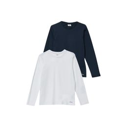 T-Shirt s.Oliver JUNIOR, Mädchen, Gr. 116, weiß, navy, Jersey, Obermaterial: 100% Baumwolle, unifarben, normal hüftbedeckend, Rundhals, Shirts T-Shirt, 2er Pack, Unisex