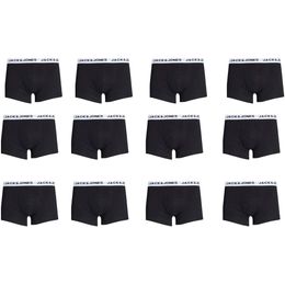 Jack & Jones Trunk JACK & JONES "JACSOLID Stretchkomfort, elastisch, bequem mit sportlichem Look", Damen, Gr. L, 12 Stk., schwarz pack:schwarz, schwarz, schwarz, schwarz, schwarz, schwarz, schwarz, schwarz, schwarz, schwarz, schwarz, Jersey, Obermaterial: 95% Baumwolle, 5% Elasthan, unifarben, Unterhosen, bedruckt, modisch, eng anliegend, Baumwollmischung, B&uuml;ndchen