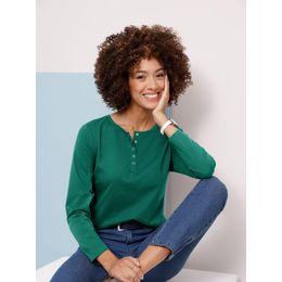 Langarmshirt Classic Basics "Langarm-Shirt", Damen, Gr. 38, gr&uuml;n, 100% Baumwolle, meliert, unifarben, Rundhals, Shirts Langarmshirt