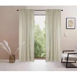 Gardine "Marusha" Gr. 1, gr&uuml;n, B:140cm H:145cm, Polyester, LeGer Home by Lena Gercke, Gardinen, Gardine, 1 Schal, Leinenoptik, grob gewebt, verschiedene Gr&ouml;&szlig;en