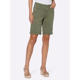 Jeansshorts Heine, Damen, Gr. 34, Normalgr&ouml;&szlig;en, gr&uuml;n (khaki), 98% Baumwolle, 2% Elasthan, unifarben, kurz, Jeans Jeansshorts