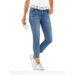 7/8-Jeans Casual Looks, Damen, Gr. 38, Normalgr&ouml;&szlig;en, blau (blau, bleached), 79% Baumwolle, 19% Polyester, 2% Elasthan, unifarben, 7/8-L&auml;nge, Jeans