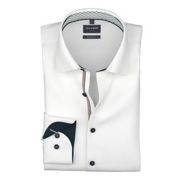 Langarmhemd OLYMP "Luxor 24/Seven", Herren, Gr. 43, N-Gr, wei&szlig;, Web, Obermaterial: 100% Baumwolle, normal, 2-Knopf-Manschette, Hemden, Businesshemd, New-Kentkragen, modern fit
