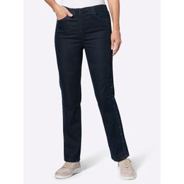 Schlupfjeans Classic Basics, Damen, Gr. 38, Normalgr&ouml;&szlig;en, blau (dunkelblau), 81% Baumwolle, 17% Polyester, 2% Elasthan, unifarben, lang, Jeans Schlupfjeans