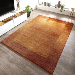 Wollteppich Theko "Gabbeh Super, Handweb, auch als L&auml;ufer erh&auml;ltlich reine Wolle" Gr. 2, braun (rostbraun), B:70cm H:9mm L:140cm, Wolle, Teppiche, Schlafzimmer, Wohnzimmer, Esszimmer, auch als Bettumrandung