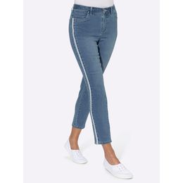 7/8-Jeans Casual Looks, Damen, Gr. 19, Kurzgr&ouml;&szlig;en, blau (blau, bleached), 79% Baumwolle, 19% Polyester, 2% Elasthan, unifarben, 7/8-L&auml;nge, Jeans
