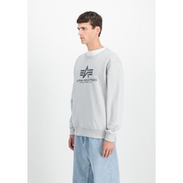 Sweatshirt Alpha Industries "Basic Sweater", Herren, Gr. L, grau (pastel grau), angeraute Sweatware, Obermaterial: 100% Baumwolle, bedruckt, normal normal, Rundhals, Rippb&uuml;ndchen, Sweatshirts Sweatshirt, Baumwollmischung, regular fit