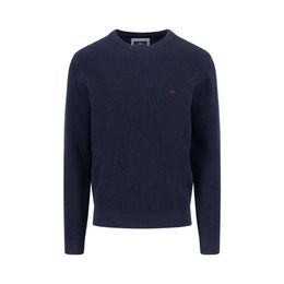 Strickpullover Fynch-Hatton, Damen, Gr. 4XL, navy, Strick, Obermaterial: 100% Baumwolle, unifarben, normal h&uuml;ftbedeckend, Rundhals, Flachstrickb&uuml;ndchen, Pullover Strickpullover, mit Logo-Stickerei