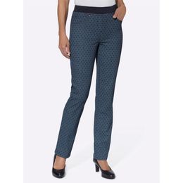 Schlupfjeans Inspirationen, Damen, Gr. 52, Normalgr&ouml;&szlig;en, blau (dunkelblau, bedruckt), 78% Baumwolle, 20% Polyester, 2% Elasthan, unifarben, lang, Jeans Schlupfjeans