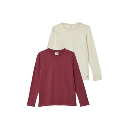 s.Oliver JUNIOR M&auml;dchen T-Shirtecru, bordeaux, Gr. 140, unifarben, Jersey, Obermaterial: 100% Baumwolle, Shirts, 2er Pack, Unisex