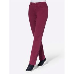 5-Pocket-Jeans Classic Basics, Damen, Gr. 23, Kurzgr&ouml;&szlig;en, rot (bordeaux), 98% Baumwolle, 2% Elasthan, unifarben, lang, Jeans 5-Pocket-Jeans