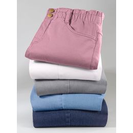 Bequeme Jeans Classic Basics, Damen, Gr. 25, Kurzgrößen, lila (hortensie), 97% Baumwolle, 3% Elasthan, unifarben, lang, Jeans