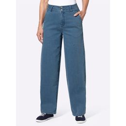 Bequeme Jeans Classic Basics, Damen, Gr. 22, Kurzgr&ouml;&szlig;en, blau (blau, bleached), 81% Baumwolle, 17% Polyester, 2% Elasthan, lang, Jeans