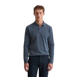 Marc O'Polo Langarm-Poloshirt MARC O'POLO, Herren, Gr. L, schwarz navy, Jersey, Obermaterial: 100% Baumwolle, Shirts, im Washed-Look