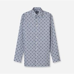 Langarmhemd OLYMP "Luxor", Herren, Gr. 42, N-Gr, blau (bleu), Web, Obermaterial: 100% Baumwolle, gemustert, normal, 2-Knopf-Manschette, Hemden, Businesshemd, modern fit, New-Kentkragen