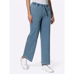 Schlupfjeans Heine, Damen, Gr. 34, Normalgr&ouml;&szlig;en, blau (blau, bleached), 72% Baumwolle, 27% Polyester, 1% Elasthan, unifarben, lang, Jeans Schlupfjeans