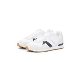 Sneaker Tommy Hilfiger "RUNNER ICON MIX", Damen, Gr. 45, weiß, Leder, Textil, Schuhe Sneaker, Freizeitschuh, Halbschuh, Schnürschuh mit seitlichem Logoschriftzug