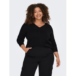 V-Ausschnitt-Pullover Only CARMAKOMA "CARMARGARETA LS PULLOVER KNT NOOS", Damen, Gr. L, schwarz, Strick, Obermaterial: 50% Viskose, 27% Nylon, 23% Polyester, unifarben, normal normal, V-Ausschnitt, Rippstrickbündchen, Pullover, Viskosemischung, regular fit