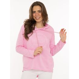 Hoodie Zwillingsherz ""Moin"", Damen, Gr. L/XL, rosa baby, Sweatware, Obermaterial: 70% Baumwolle, 30% Polyester, comfort fit hüftlang, hoch geschlossener Ausschnitt, Sweatshirts Hoodie, Kapuze, Kordelzug, Langarm, maritimer Schriftzug