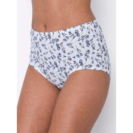 Taillenslip, Damen, Gr. 36/38, 4 Stk., blau (nachtblau, bedruckt), 95% Baumwolle, 5% Elasthan, Unterhosen Taillenslip
