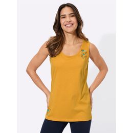 Rundhalsshirt "Freizeittop", Damen, Gr. 38, ocker, 100% Baumwolle, unifarben, Rundhals, Shirts Rundhalsshirt