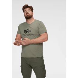 T-Shirt Alpha Industries "Basic T-Shirt", Damen, Gr. 3XL, gr&uuml;n (olive), Single Jersey, Obermaterial: 100% Baumwolle, bedruckt, regular fit normal, Rundhals, normaler Saum, Shirts T-Shirt, Baumwolle, regular fit