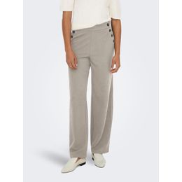 Schlupfhose Only "ONLRINA BUTTON PANT JRS NOOS", Damen, Gr. L, Länge 32, chateau gray detail:horn buttons, Jersey, Obermaterial: 95% Polyester, 5% Elasthan, regular fit lang, Hosen Schlupfhose, mit Knopf-Details