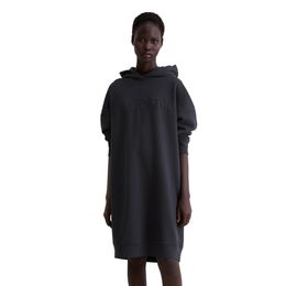 Marc O'Polo Sweatkleid MARC O'POLO "mit Kapuze", Damen, Gr. S, N-Gr, deep night blau, Sweatware, Obermaterial: 100% Baumwolle, relaxed fit knieumspielend, breiter Bund, Kleider Sweatkleid, Ton-in-Ton-Markenstickerei