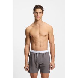 Badeshorts BOSS "Starfish", Herren, Gr. 4XL, N-Gr, dunkelgrau 025, Microfaser, Microfaser, Badehosen Badeshorts, mit Kontraststreifen