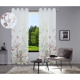 Gardine Home Affaire "Friesach" Gr. 4, bunt, B:140cm H:245cm, Polyester, Gardinen, Gardine, Blumenmuster, transparent, mit &Ouml;sen, Pflegeleicht, gem&uuml;tlich