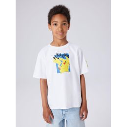 T-Shirt name it "NKMJEB POKEMON SS NREG TOP BOX NOOS SKY", Jungen, Gr. 146/152, hellwei&szlig;, Jersey, Obermaterial: 95% Baumwolle, 5% Elasthan, bedruckt, unifarben, Basic h&uuml;ftbedeckend, Rundhals, Shirts T-Shirt, mit Front- und R&uuml;ckendruck
