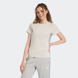 T-Shirt adidas Sportswear "W HOL TEE", Damen, Gr. L, wonder aluminium, silber metallic, Obermaterial: 100% Baumwolle, Rundhals, Shirts T-Shirt, schmal geschnittene Passform, Rundhalsausschnitt