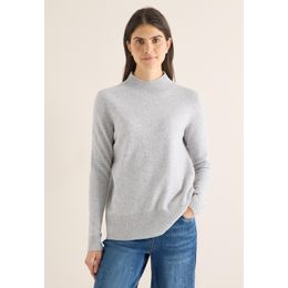 Cecil Damen Strickpulloverluna grau melange, Gr. S, unifarben, Web, 37% Baumwolle, 34% Polyacryl, 26% Polyester, 3% Elasthan, Pullover, mit Turtleneck