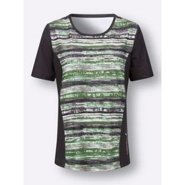 Funktionsshirt Casual Looks "Funktions-Shirt", Damen, Gr. 40, schwarz, eucalyptus, bedruckt, 90% Polyester, 10% Elasthan, gemustert, mehrfarbig, Rundhals, Shirts Funktionsshirt