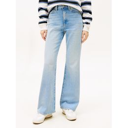 Bootcut-Jeans Tommy Jeans "BELLA HGH FLR", Damen, Gr. 27, L&auml;nge 32, denim light, Denim/Jeans, Obermaterial: 81% Baumwolle, 18% Lyocell, 1% Elasthan, unifarben, bootcut fit kn&ouml;chellang, Jeans, in ausgestellter Form