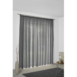 Vorhang WIRTH "Sunday" Gr. 3, grau (dunkelgrau), B:141cm H:225cm, Jacquard, Baumwolle, Polyester, Gardinen, nach Ma&szlig;